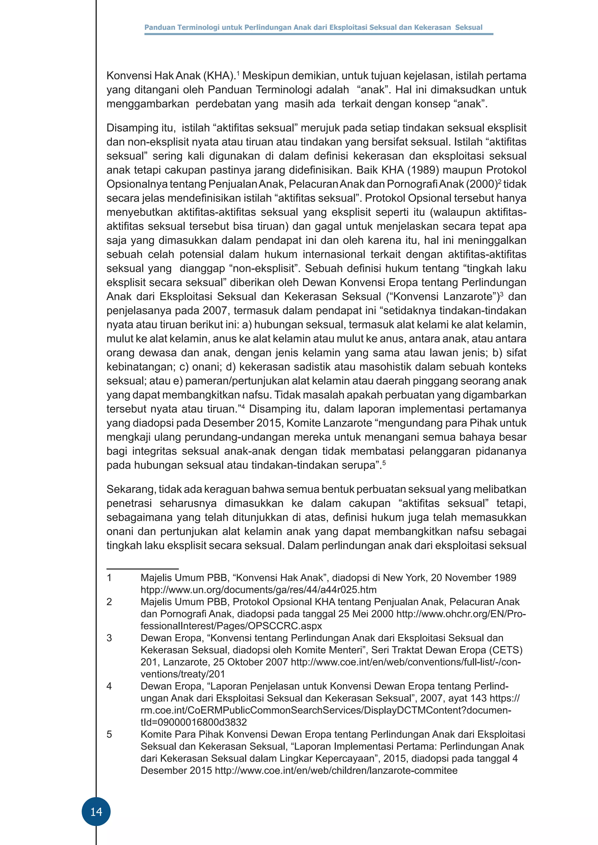 PANDUAN TERMINOLOGI UNTUK PERLINDUNGAN ANAK DARI EKSPLOITASI SEKSUAL DAN KEKERASAN SEKSUAL | PDF