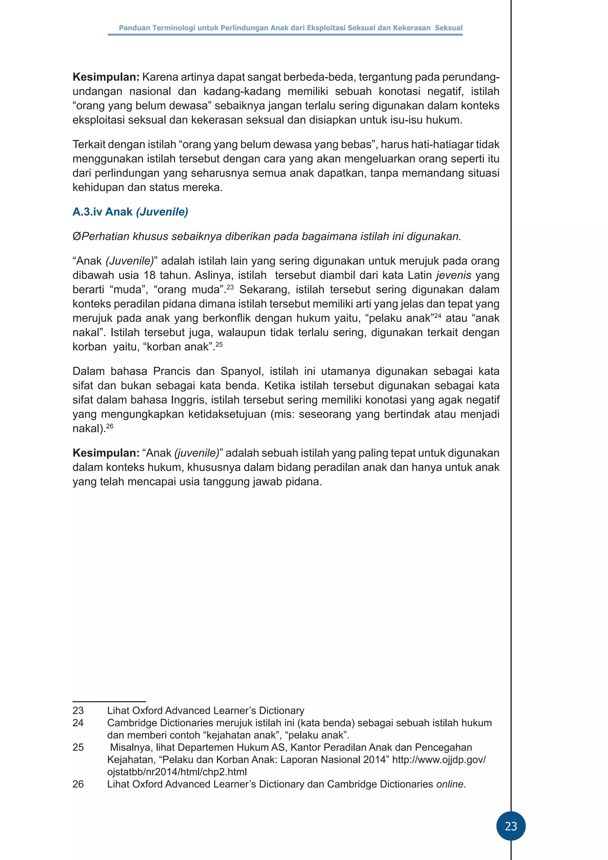 PANDUAN TERMINOLOGI UNTUK PERLINDUNGAN ANAK DARI EKSPLOITASI SEKSUAL DAN KEKERASAN SEKSUAL | PDF