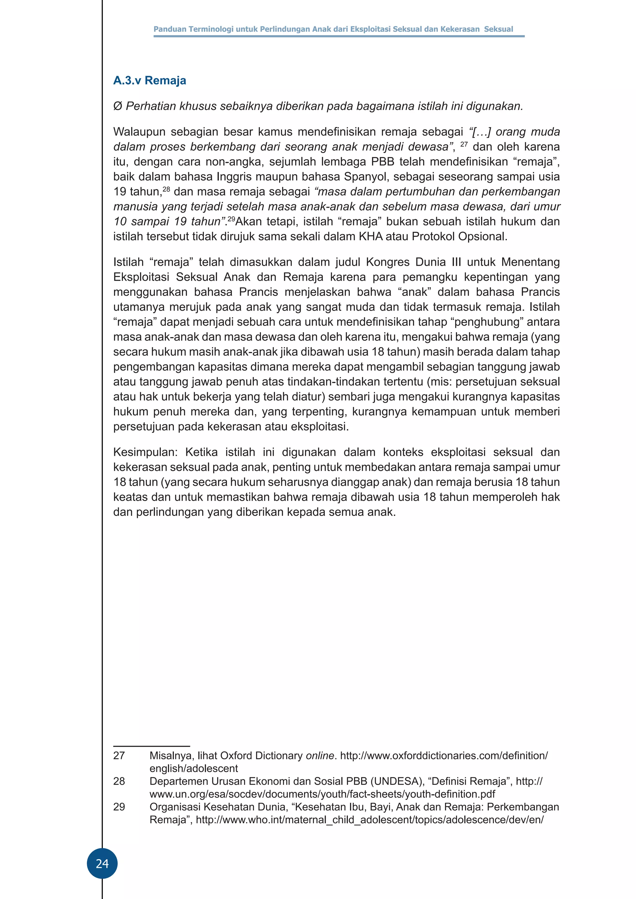 PANDUAN TERMINOLOGI UNTUK PERLINDUNGAN ANAK DARI EKSPLOITASI SEKSUAL DAN KEKERASAN SEKSUAL | PDF