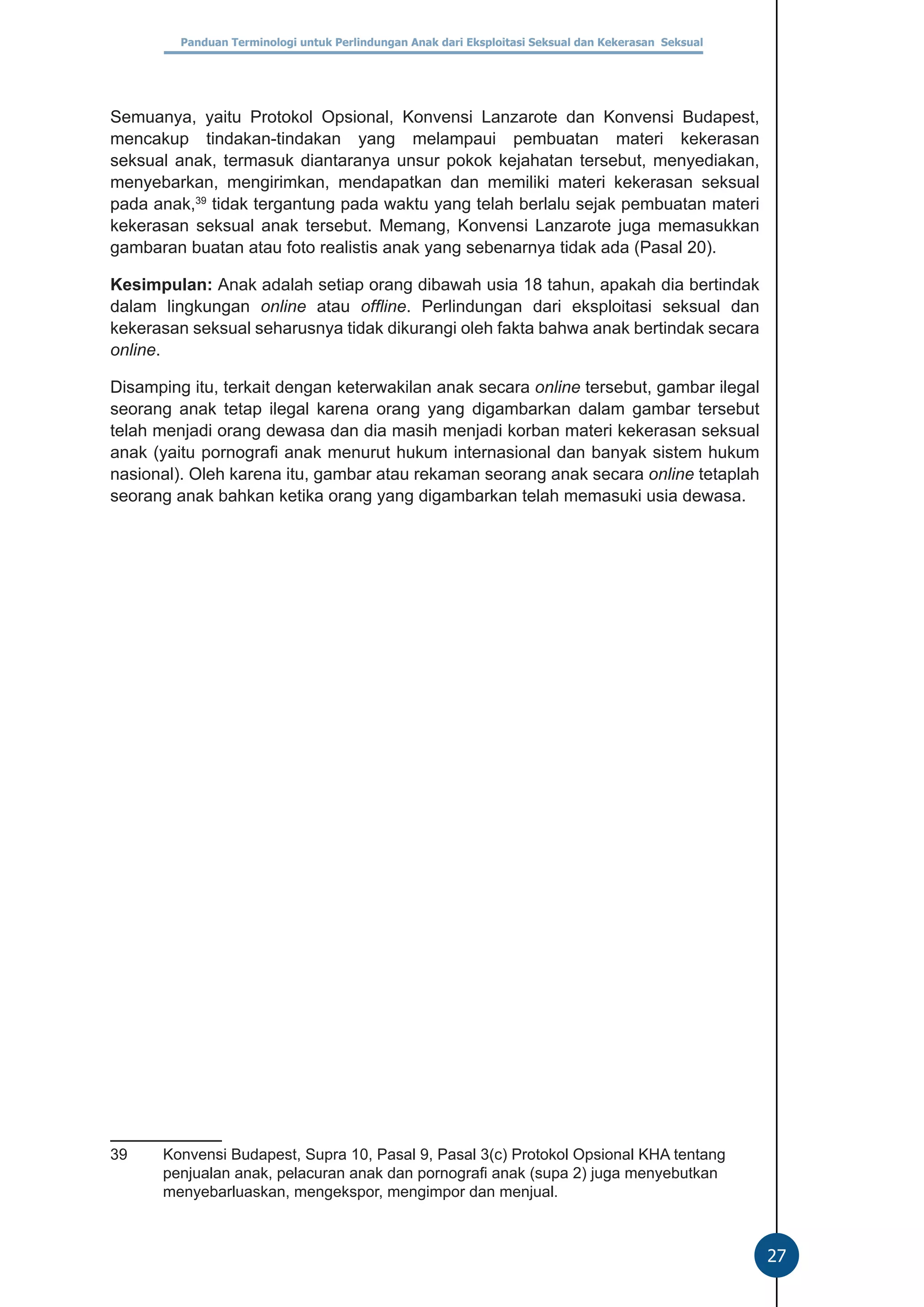 PANDUAN TERMINOLOGI UNTUK PERLINDUNGAN ANAK DARI EKSPLOITASI SEKSUAL DAN KEKERASAN SEKSUAL | PDF