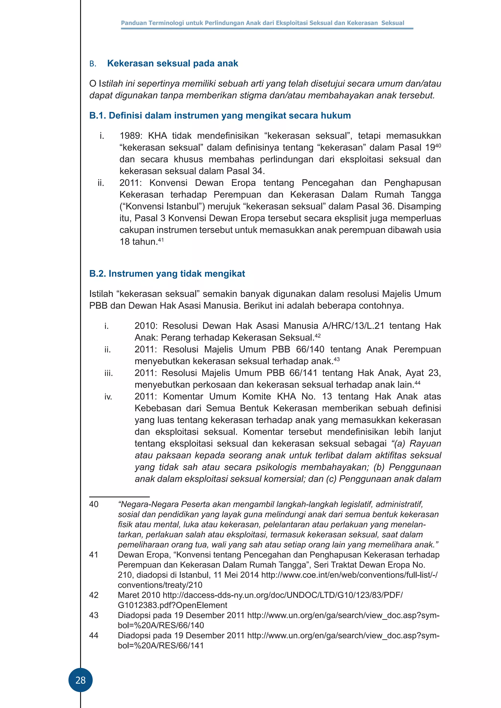 PANDUAN TERMINOLOGI UNTUK PERLINDUNGAN ANAK DARI EKSPLOITASI SEKSUAL DAN KEKERASAN SEKSUAL | PDF