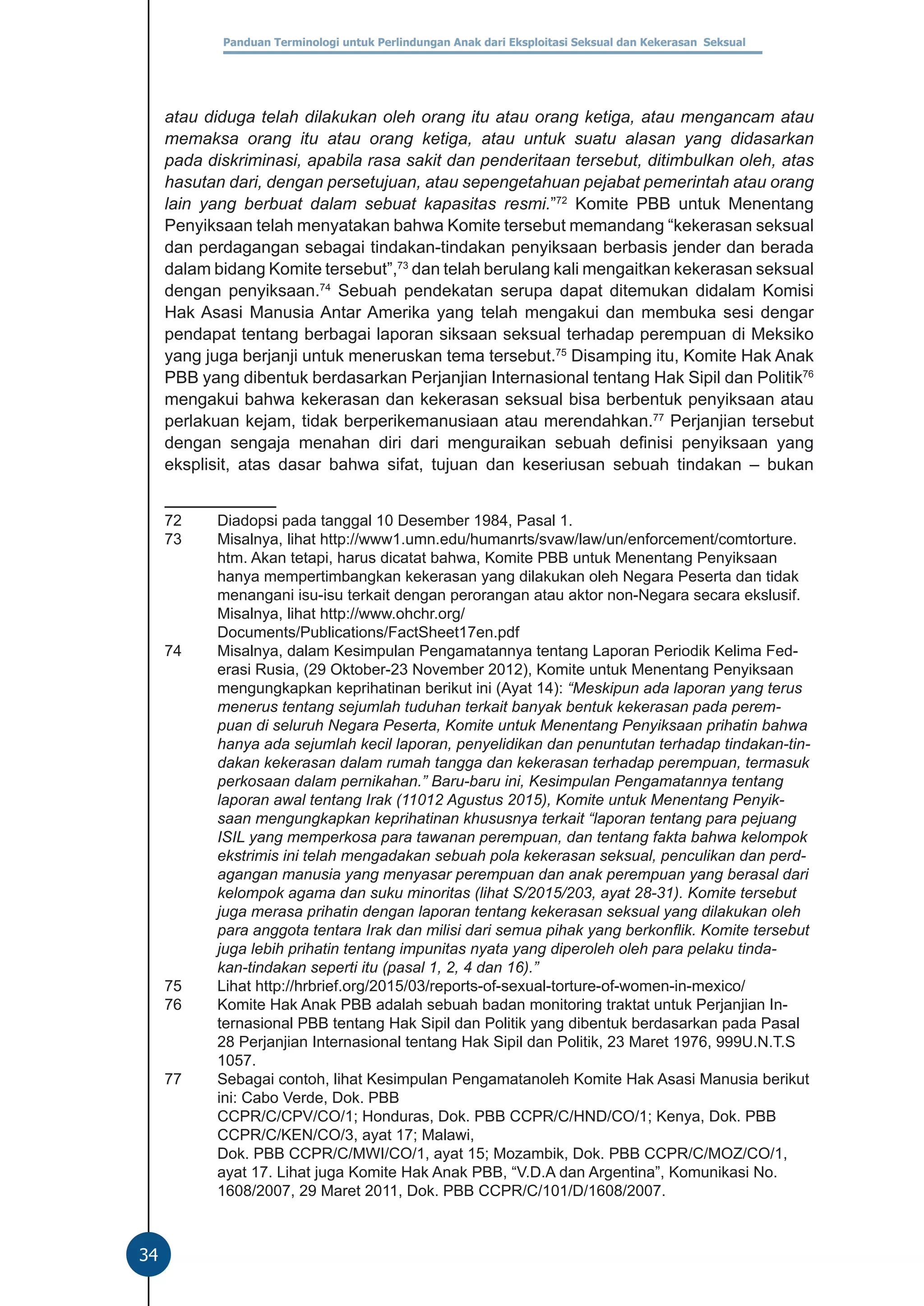 PANDUAN TERMINOLOGI UNTUK PERLINDUNGAN ANAK DARI EKSPLOITASI SEKSUAL DAN KEKERASAN SEKSUAL | PDF