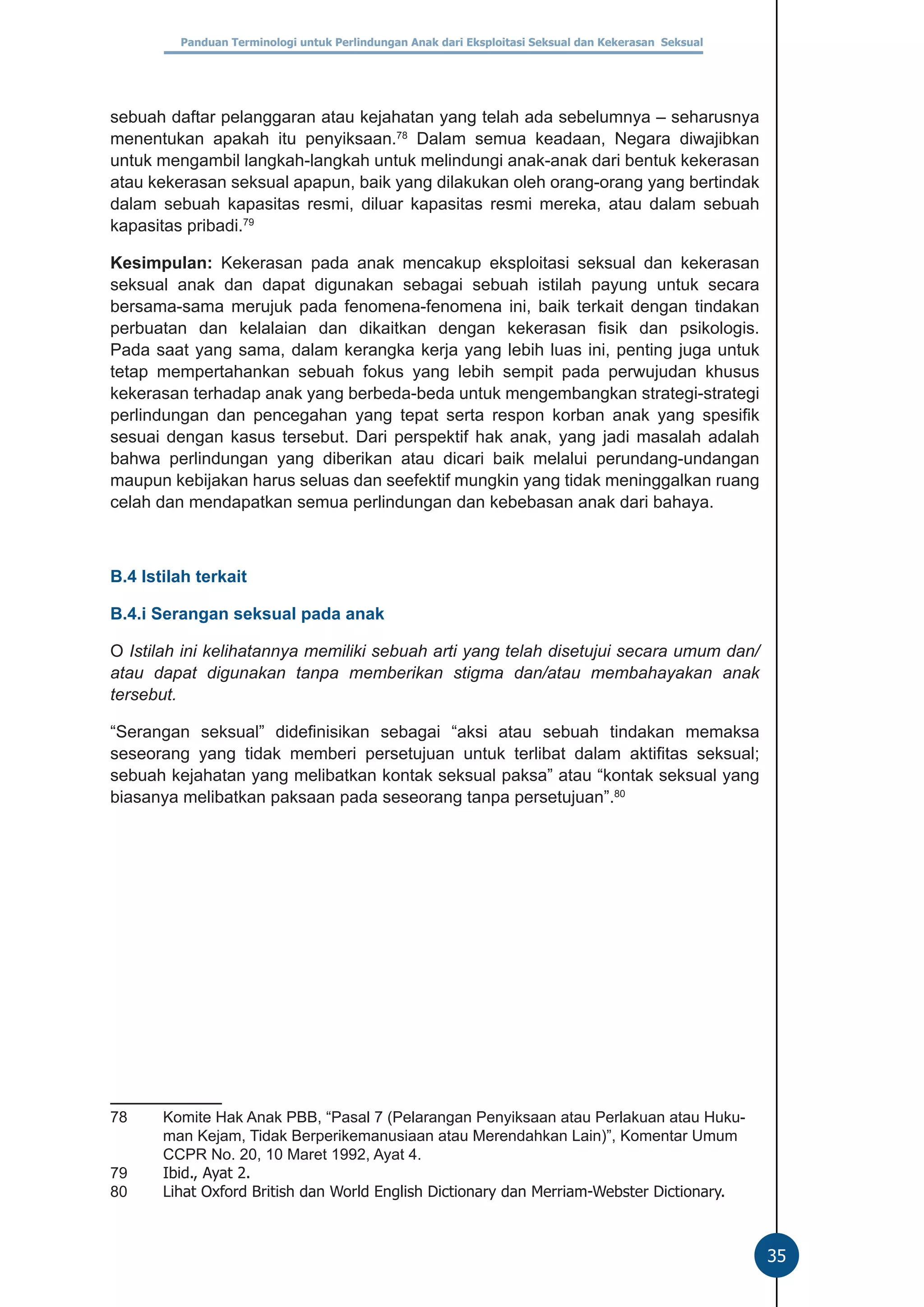 PANDUAN TERMINOLOGI UNTUK PERLINDUNGAN ANAK DARI EKSPLOITASI SEKSUAL DAN KEKERASAN SEKSUAL | PDF