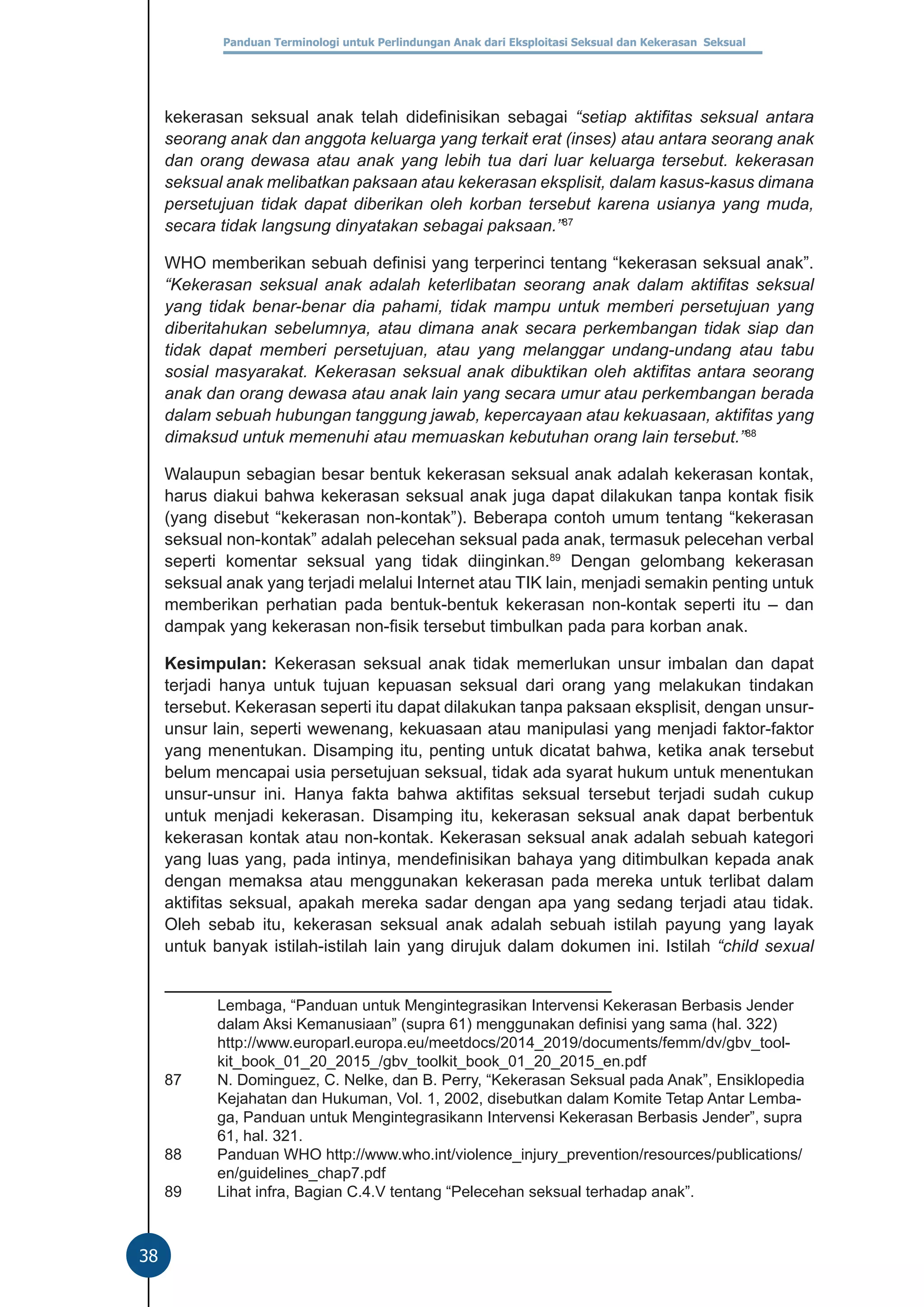 PANDUAN TERMINOLOGI UNTUK PERLINDUNGAN ANAK DARI EKSPLOITASI SEKSUAL DAN KEKERASAN SEKSUAL | PDF