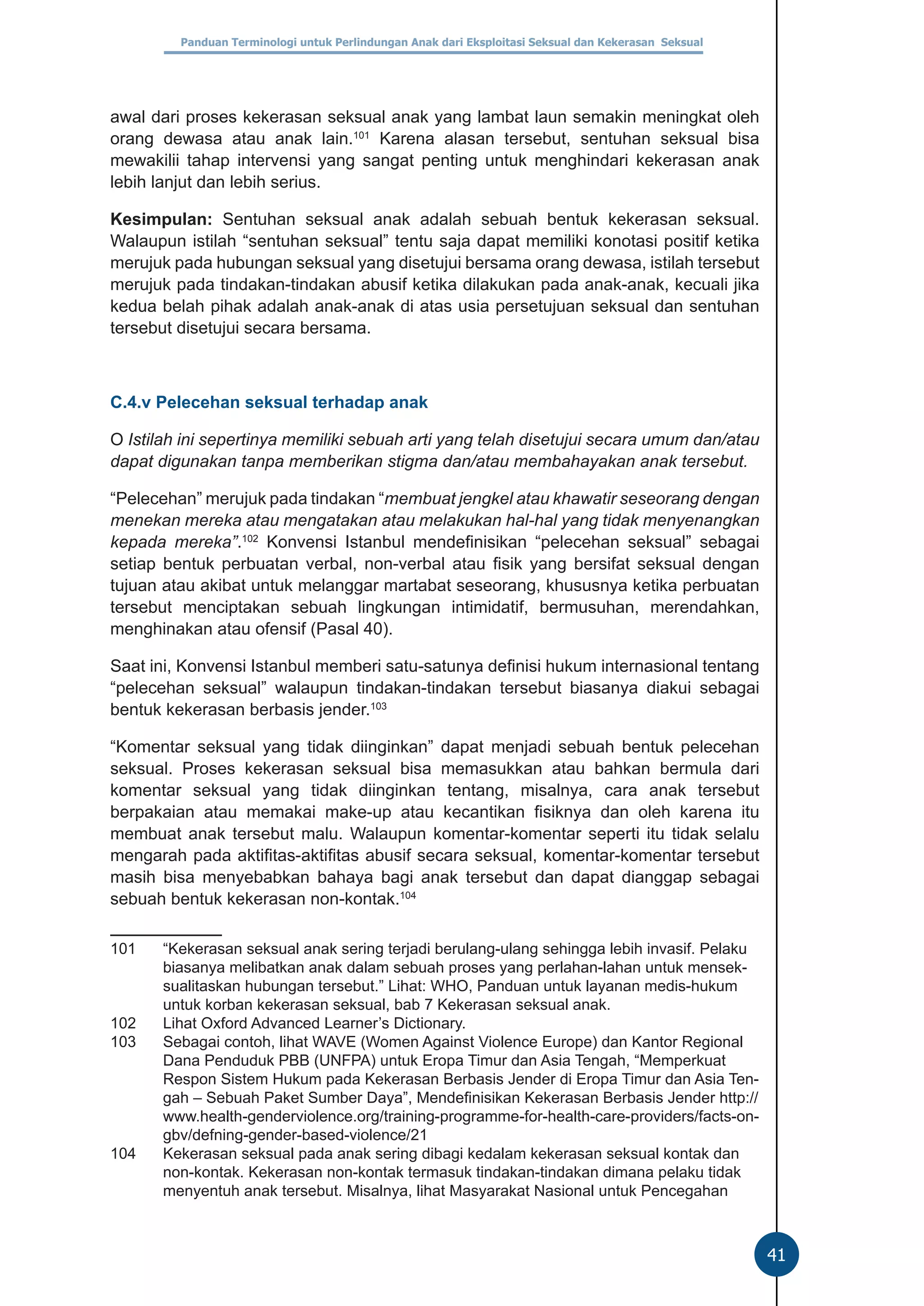 PANDUAN TERMINOLOGI UNTUK PERLINDUNGAN ANAK DARI EKSPLOITASI SEKSUAL DAN KEKERASAN SEKSUAL | PDF