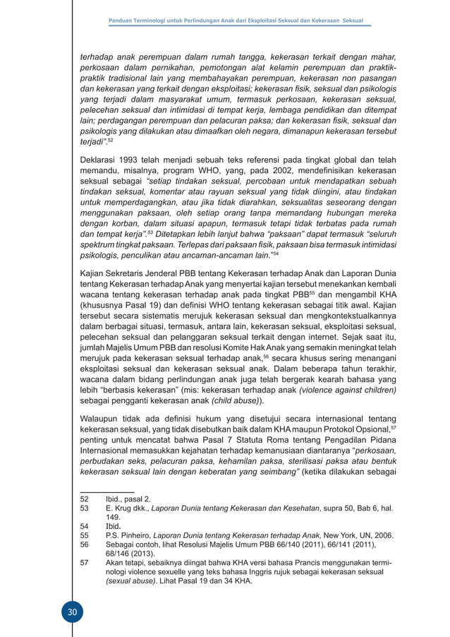 PANDUAN TERMINOLOGI UNTUK PERLINDUNGAN ANAK DARI EKSPLOITASI SEKSUAL DAN KEKERASAN SEKSUAL | PDF
