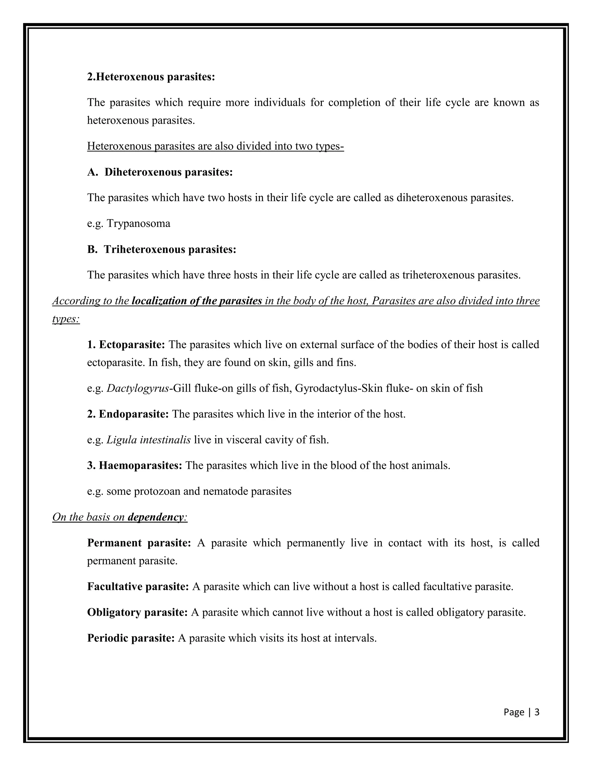Terminology in parasitology | PDF