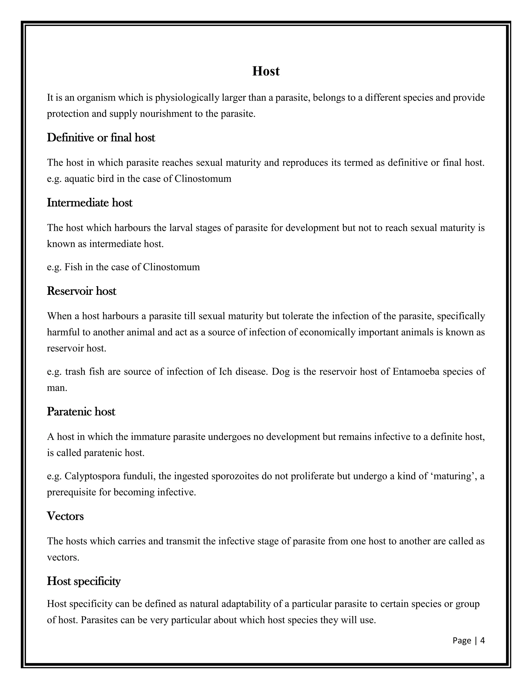 Terminology in parasitology | PDF