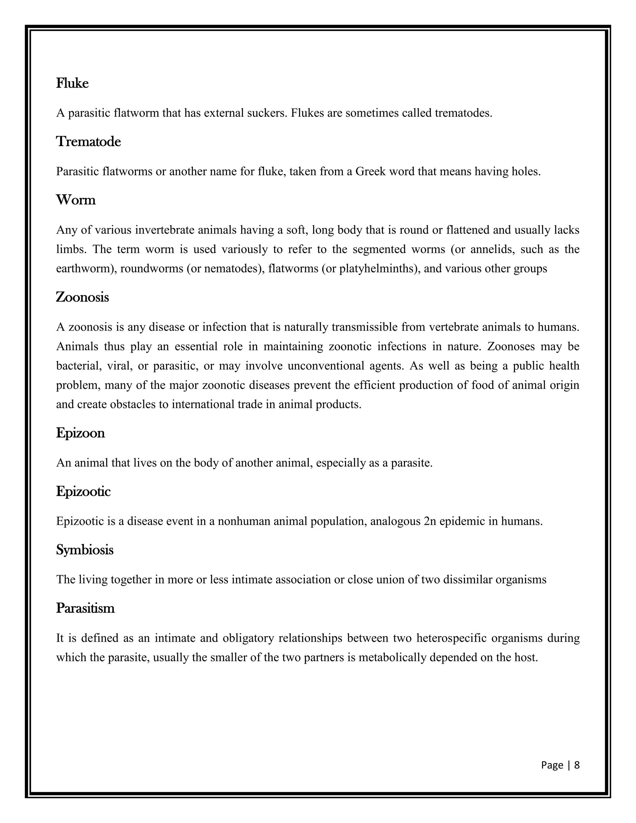 Terminology in parasitology | PDF