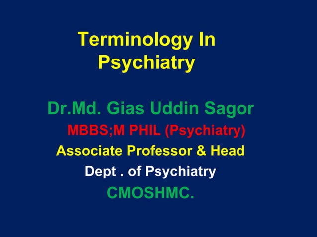 Terminology in psychiatry | PPT