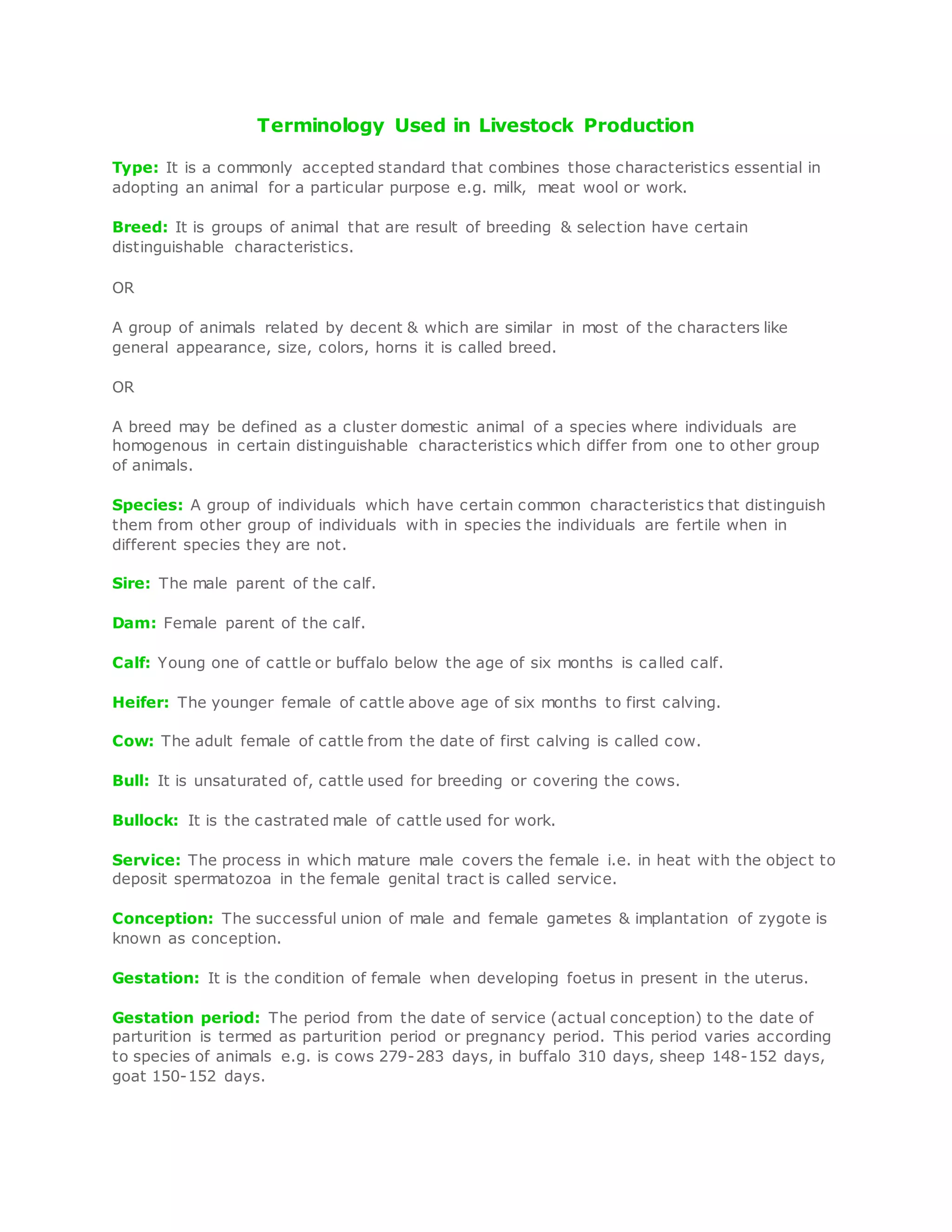 Terminology used in livestock production | DOCX