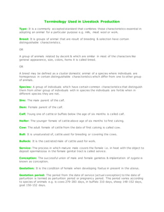 Terminology used in livestock production | DOCX