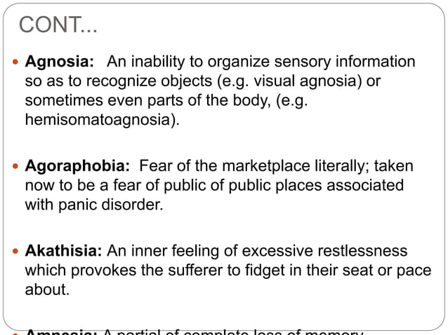 Terminology used in psychiatric