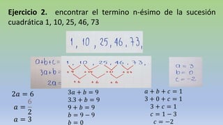 Termino n ésimo en una sucesion lineal y cuadratica | PPTX