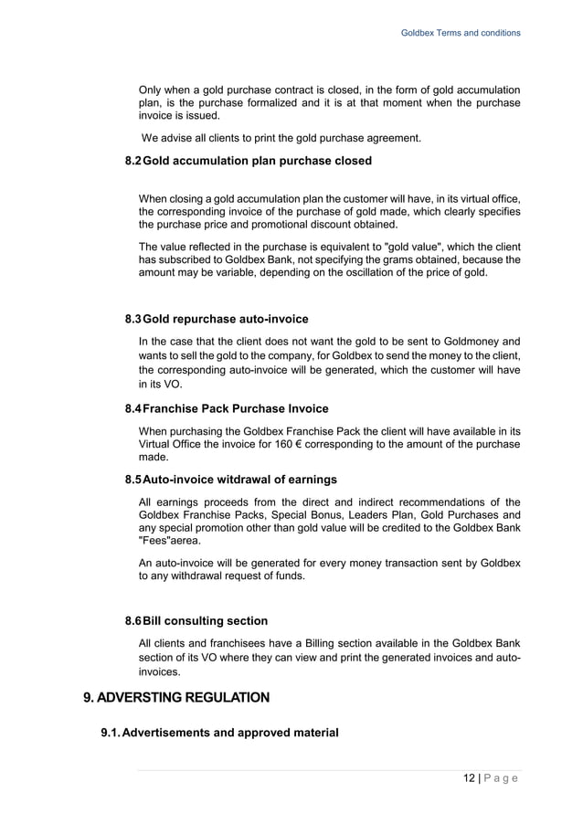 Terminos condicionesgoldbex en | PDF