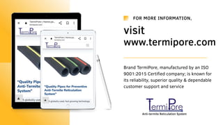 Termipore PWD LLDP pipes with emitters, made as per specifications of ...