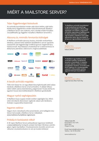 MailStore Server vállalati email archiváló és levélkezelő rendszer Termékbemutató | PDF