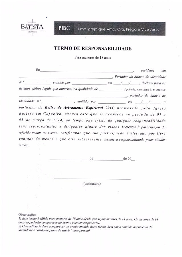 Modelo De Termo De Responsabilidade