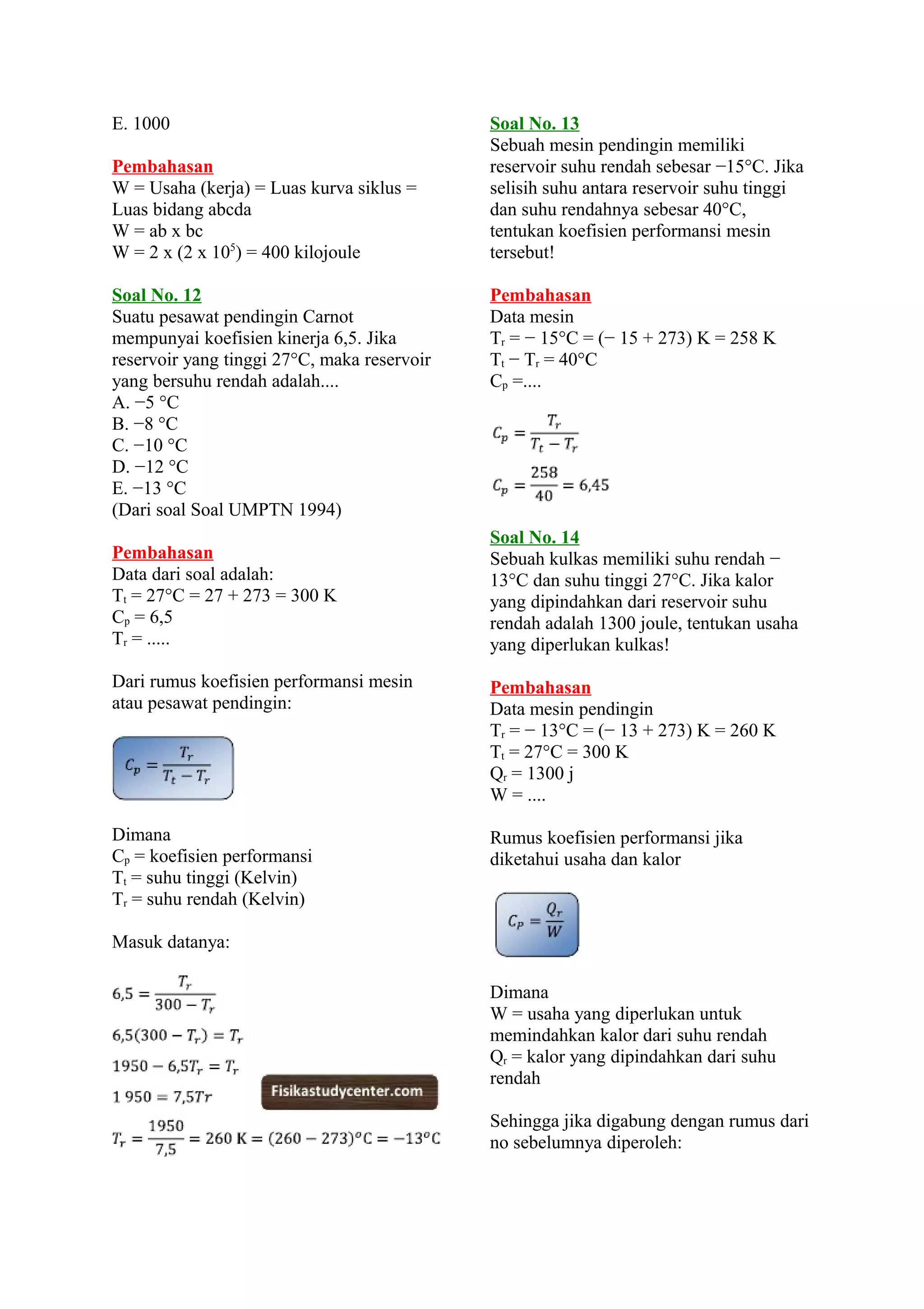 Contoh Soal dan Pembahasan Termodinamika | DOC