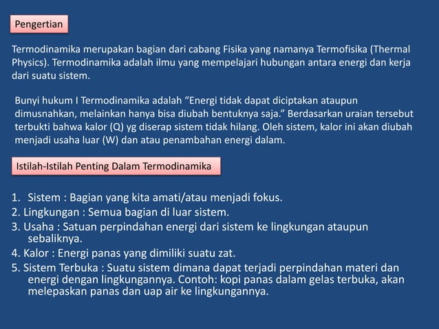 Termodinamika dan mesin kalor | PPTX