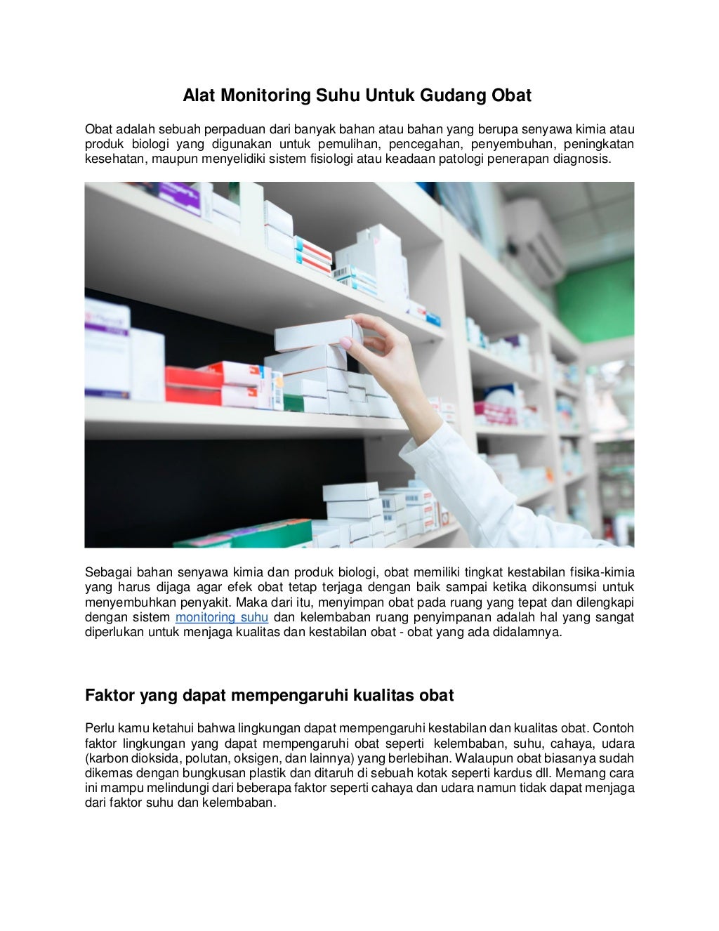 Alat Monitoring Suhu Untuk Gudang Obat | PDF