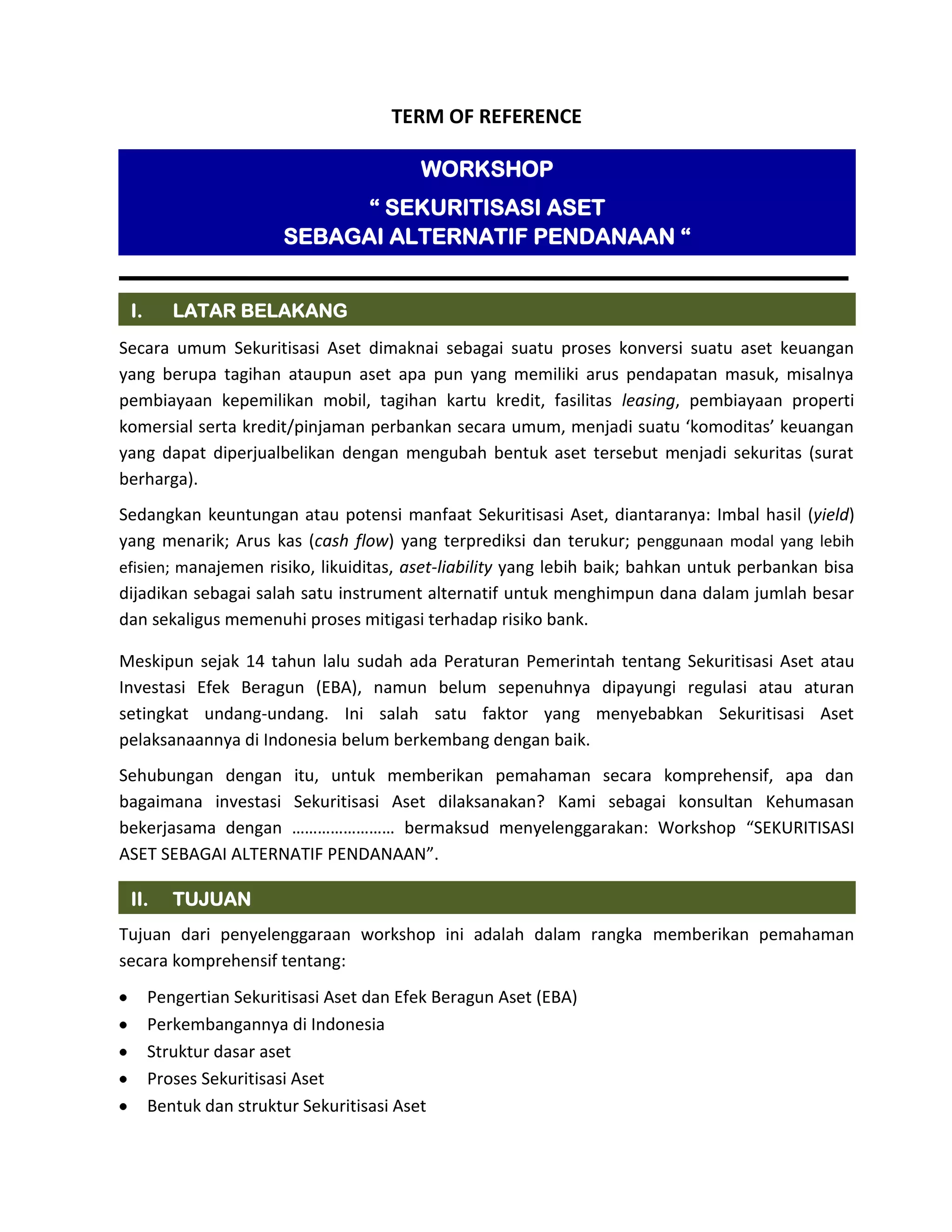 CONTOH TOR WORKSHOP | DOCX