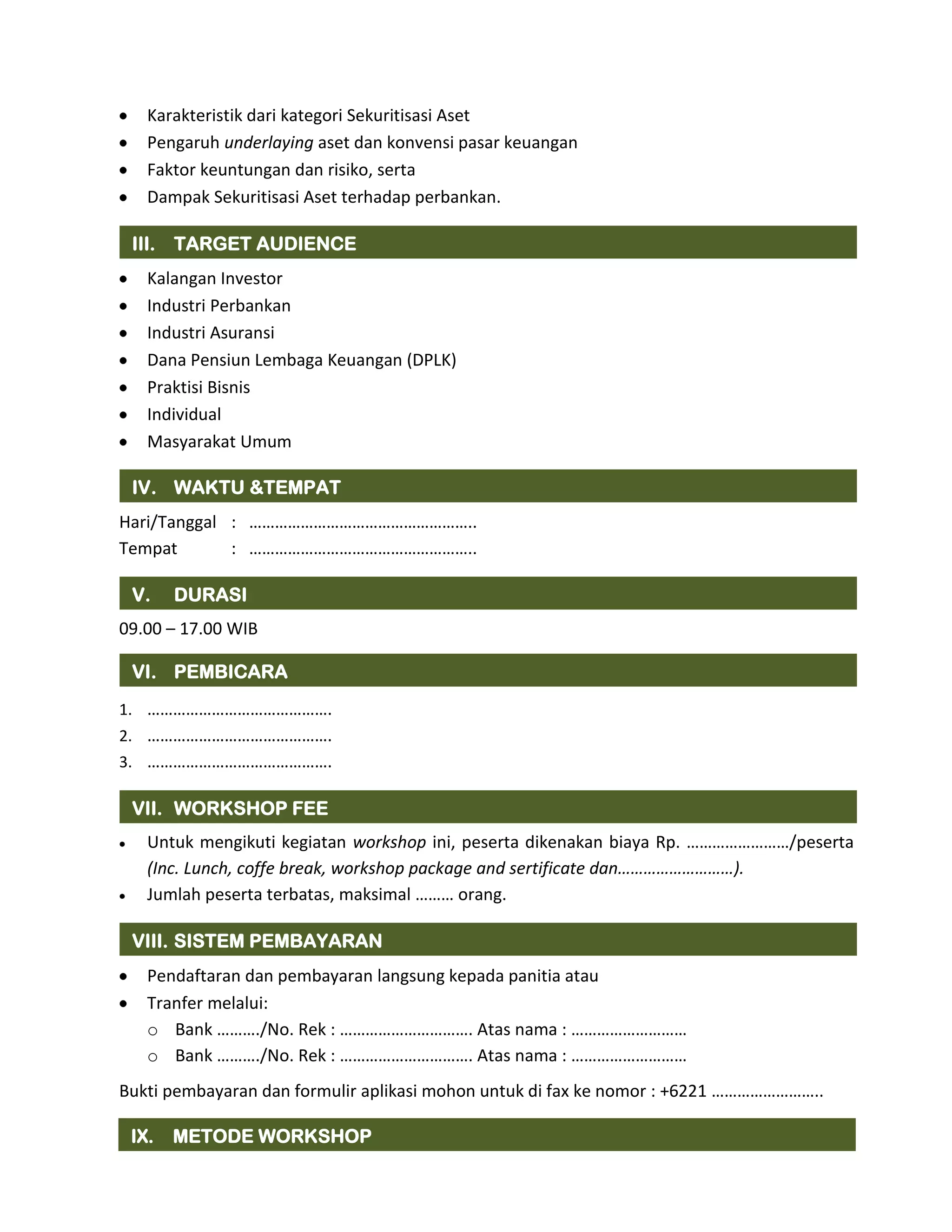 CONTOH TOR WORKSHOP | DOCX