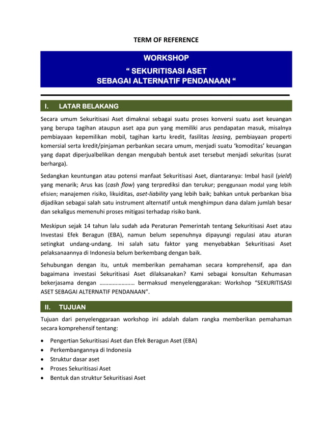 CONTOH TOR WORKSHOP | DOCX