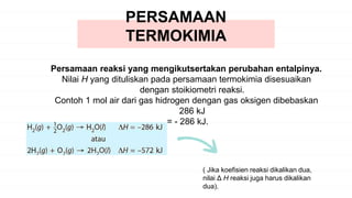Termokimia Reaksi Entalpi Perubahan, Hadi | PPT