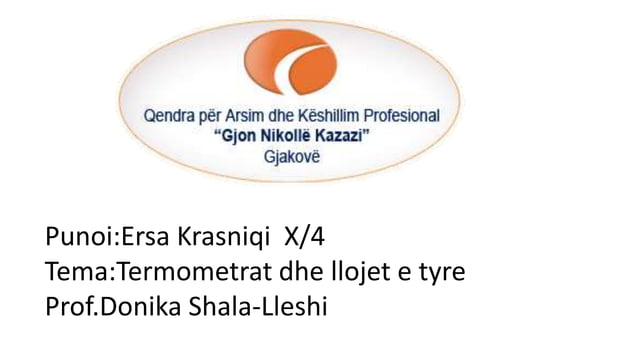 Termometrat dhe llojet e tyre | PPTX