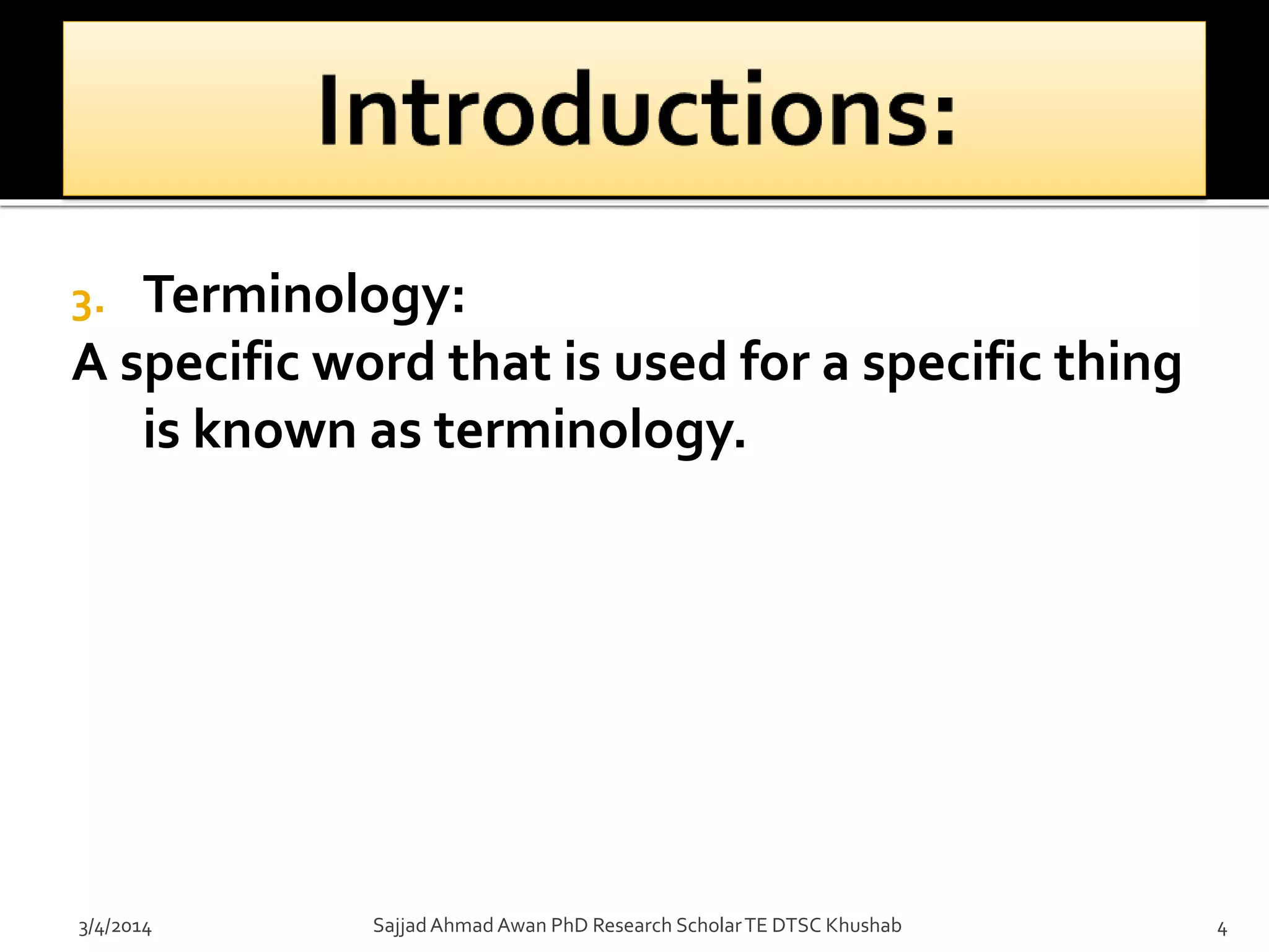 Termonologies used in mathematics by Sajjad Ahmad Awan TE DTSC Khushab ...