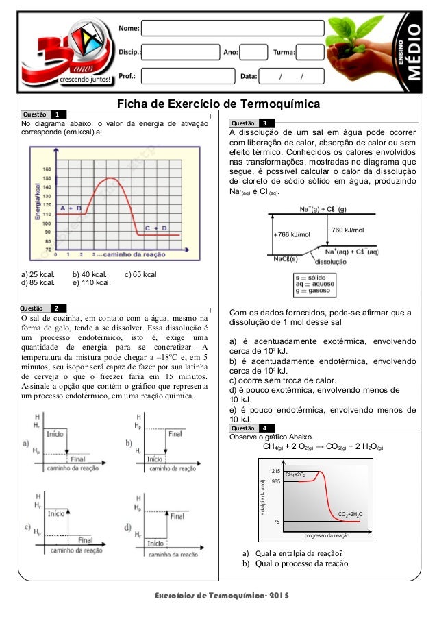 Termoquímica 2015 exercicios ii unidade
