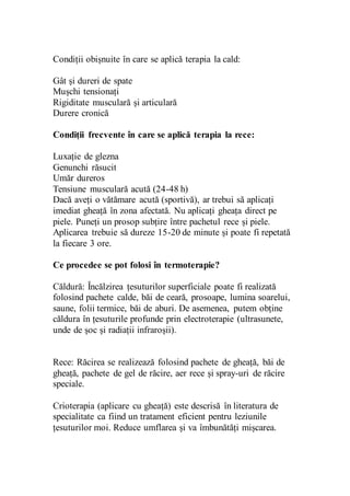 Termoterapia: tipuri, utilizări și beneficifii | DOCX
