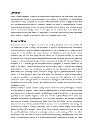 Term paper Hydrogen Fuel Cell | PDF