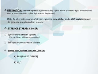 Different types of Symmetric key Cryptography | PPTX