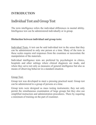 PSYCHOMETRICS INDIVIDUAL AND GROUP TESTS | PDF