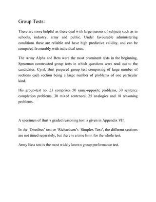 PSYCHOMETRICS INDIVIDUAL AND GROUP TESTS | PDF