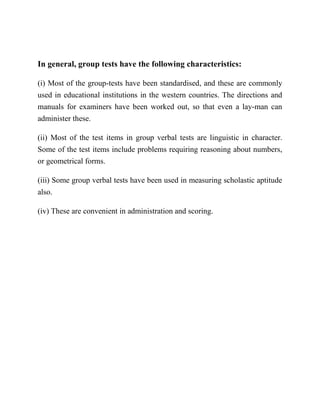 PSYCHOMETRICS INDIVIDUAL AND GROUP TESTS | PDF