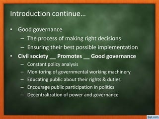 Civil society and good governance | PPTX