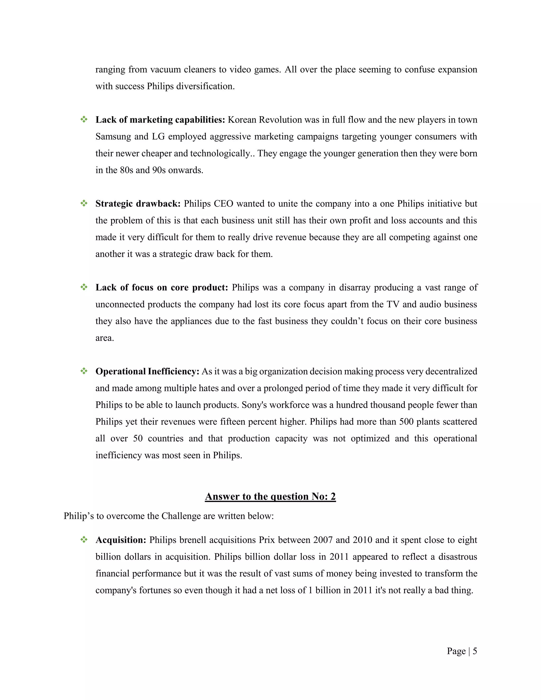 Case Analysis " How Philips Nearly Went Bankrupt" | PDF