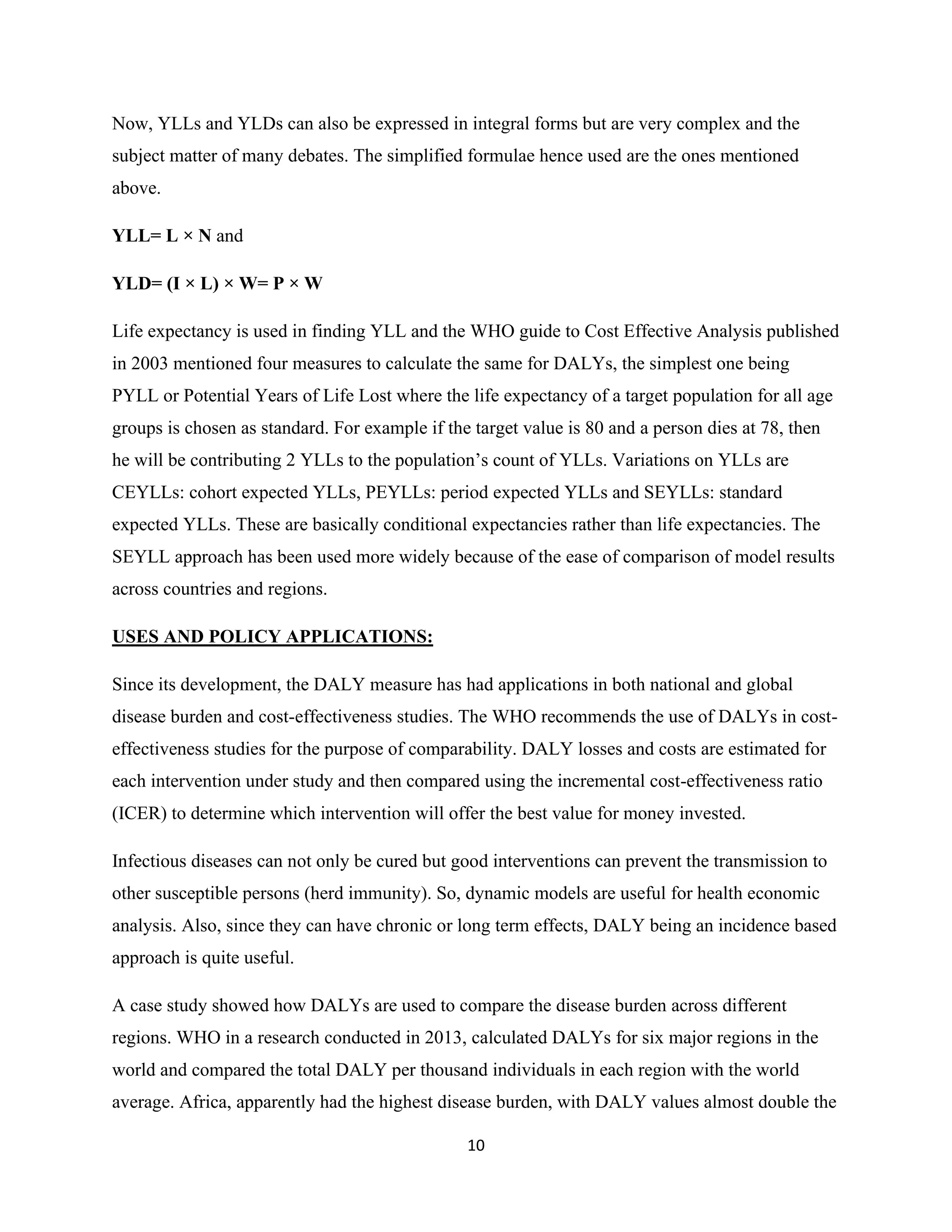DALYs" Disability Adjusted Life Years | PDF