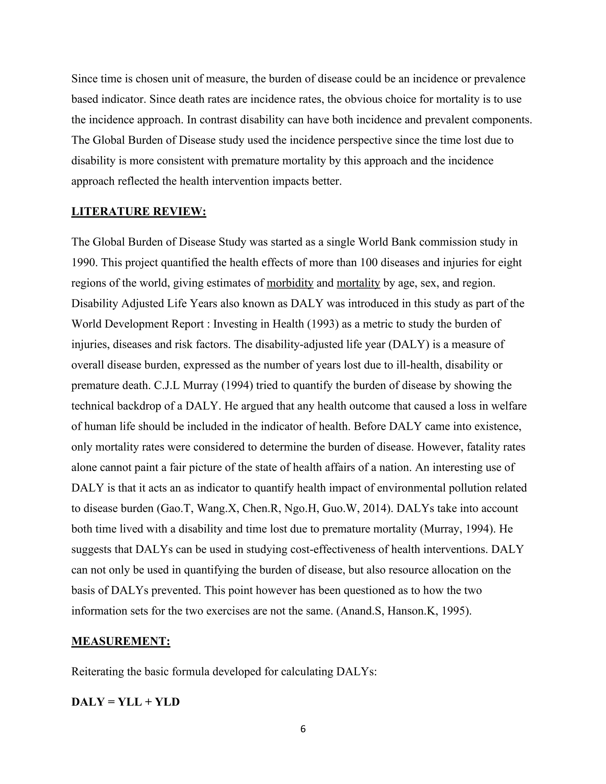 DALYs" Disability Adjusted Life Years | PDF