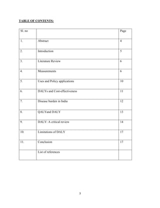DALYs" Disability Adjusted Life Years | PDF