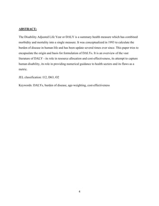 DALYs" Disability Adjusted Life Years | PDF