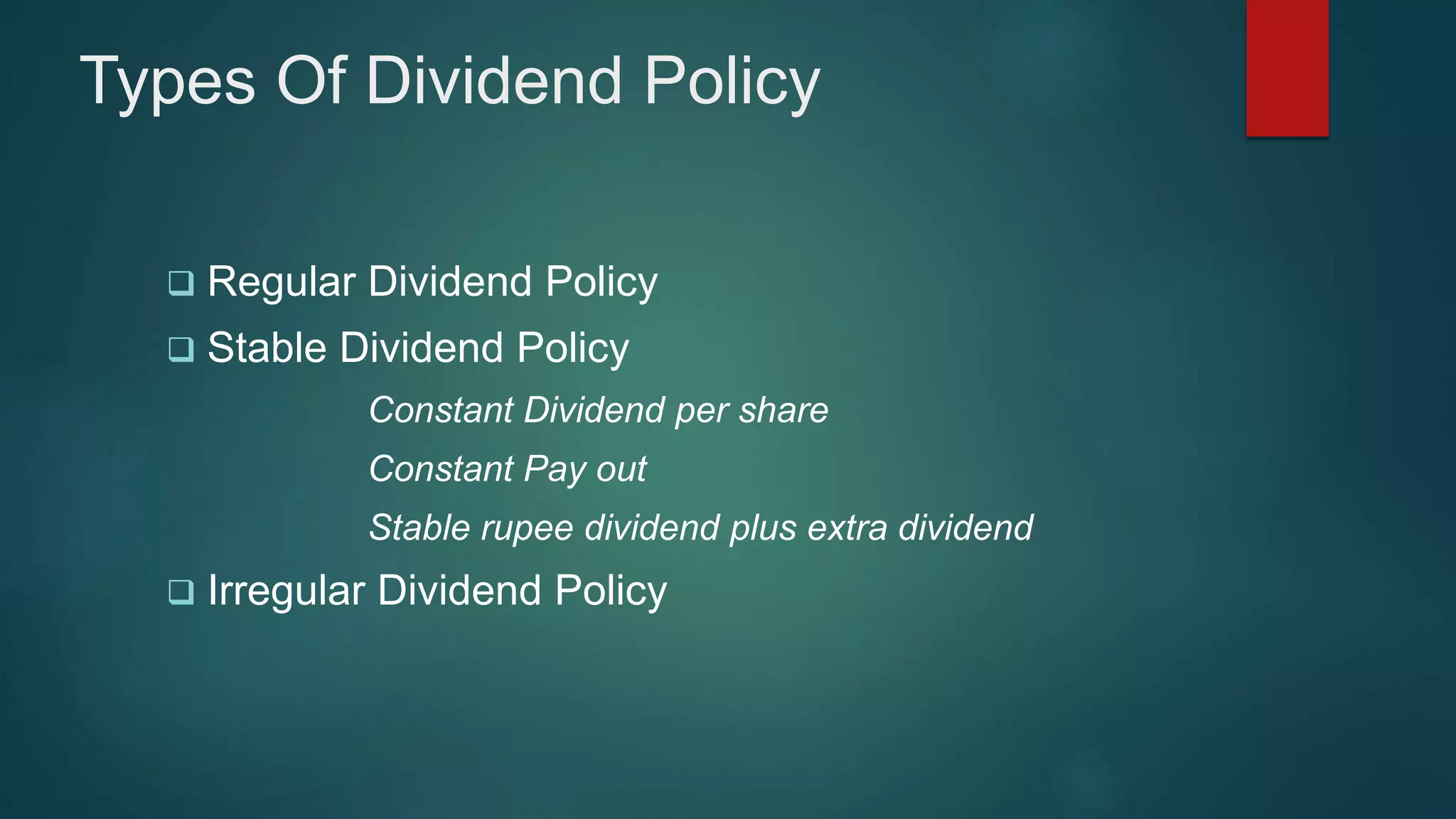 dividend policy and its determinants and constraints | PPTX