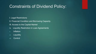 dividend policy and its determinants and constraints | PPTX