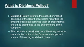 dividend policy and its determinants and constraints | PPTX
