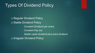 dividend policy and its determinants and constraints | PPTX