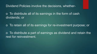 dividend policy and its determinants and constraints | PPTX