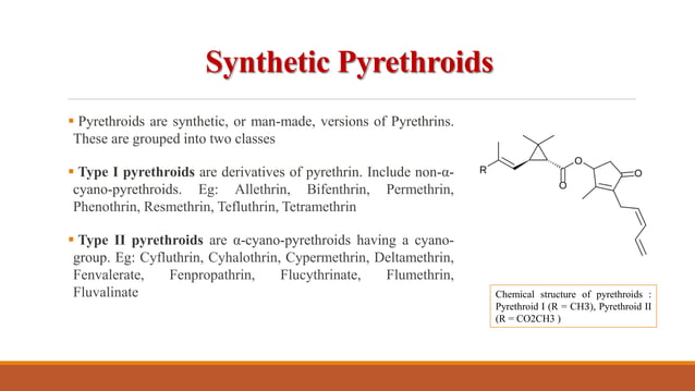 Structure and mode of action of synthetic Pyrethroids | PPTX | Chemistry | Science